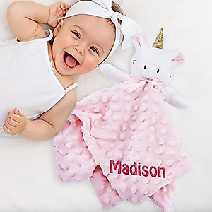 Brd Gifts Personalized Security Blanket for Girls and Boys - Elephant - Newborn Gifts, 16x16, Baby Snuggle Toy - Infant Lovey Blankie, Custom Embroidered Baby Blanket - Regalos para Recién Nacidos