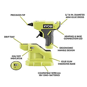 Compact Glue Gun Bundle with Ryobi Glue Gun, 18-Volt Lithium-ion 1.5 Ah Battery, 18-Volt Charger, 24-Piece Mini Glue Stick Pack and Buho Pocket Flashlight
