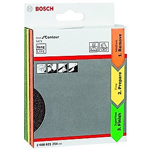Bosch Professional 3-Piece Sanding Sponge S473 Best for Contour Set (Wood, Plastic and Metal, 98 x 120 x 13 mm, Accessories for Hand Sanding)