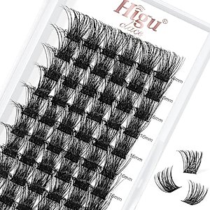 Lash Clusters DIY Eyelash Extensions 72 Pcs D Curl 16mm Cluster Eyelash Extensions Thin Stem Cluster Lashes Individual Lashes Cluster Lashes Wisps Reusable for Self-application (H-02 D Curl 16mm)