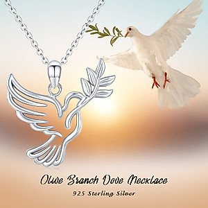Aututer Bird Necklace Sterling Silver Dove Necklace with Olive Branch Bird Jewelry for Women Teen Dove Gifts for Birthday Halloween Christmas