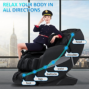 RelaxRelife Massage Chair Full Body, 4D Zero Gravity Massage Chairs Recliner, 11 Massage Technique, 40 Airbag Massage Shiatsu Massage Chair, AI Voice Massage Chair with Bluetooth Speaker Black