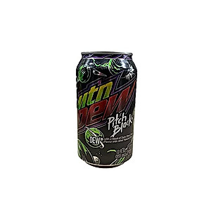 Mountain Dew Pitch Black Soda - Munchie Box Stash (Regular, Pack of ( 12 ) 12 Oz Cans)