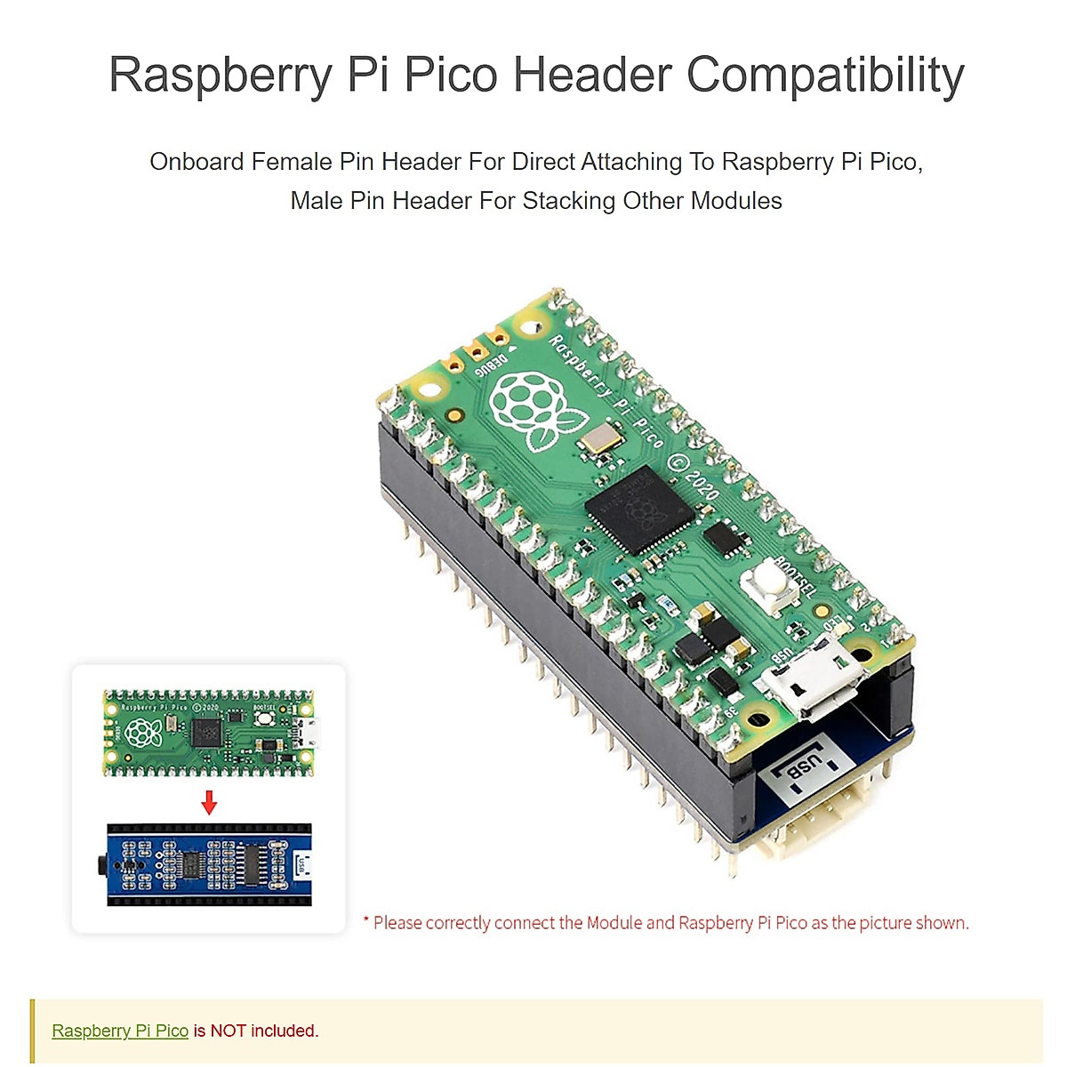 Audio Expansion Module for Raspberry Pi Pico, Incorporates PCM5101A Low Power Stereo Decoder, 3.5mm Audio Jack, Dual Channels Speaker Headers, Use I2S Bus, Headphone / Speaker Output Concurrently