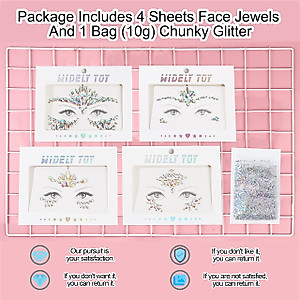 4 Sheets Euphoria Face Gems+10g Chunky Glitter, Rhinestones Stickers Glow in The Dark-Luminous Gems Body Makeup for Music Festivals Rave Carnival Cosplay Gifts for Women(2Luminous)
