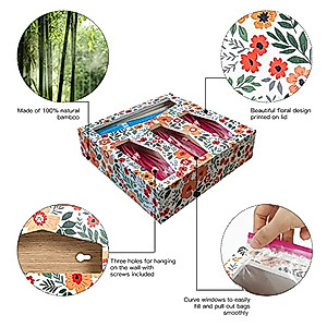 Ziplock Bag Storage Organizer, Bamboo Ziplock Bags Container for Drawer, Food Storage Bag Holders Compatible With Ziploc, Solimo, Glad, Hefty For Gallon, Quart, Sandwich And Snack Variety Size Bags (Citrus)