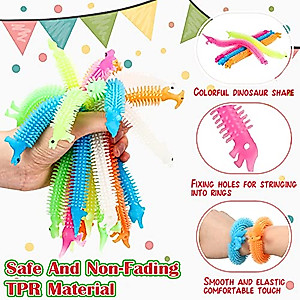 12 Pcs Stretchy Strings Fidget Toys Stress Relief Toys Fidget Stretchy Noodles Dinosaur Sensory Noodle Strings Glow in The Dark Autism Toys Teens Adult Christmas Stocking Stuffers Party Favors