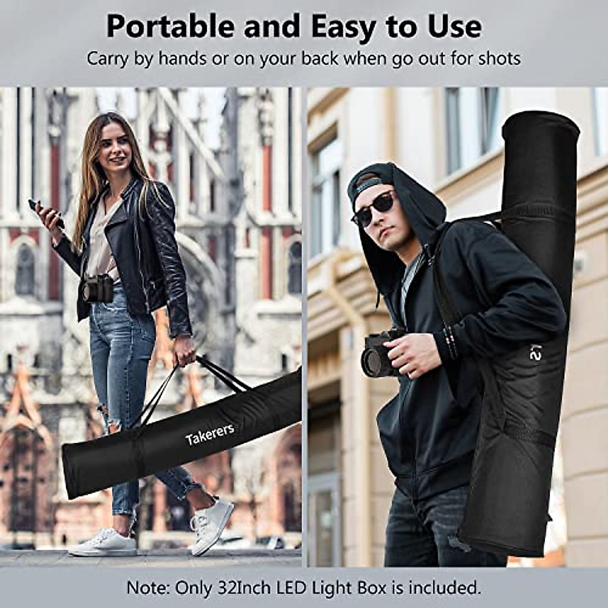 Photo Studio Light Box for Photography: Takerers 32x32 Inch 210 LED Large Lightbox for Product with 3 Stepless Dimming Light Panel, Professional Photo Background Shooting Tent with 5 Color Backdrops