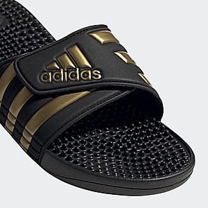 adidas Unisex Adissage Slides Sandal, Black/Gold Metallic/Black, 7 US Men