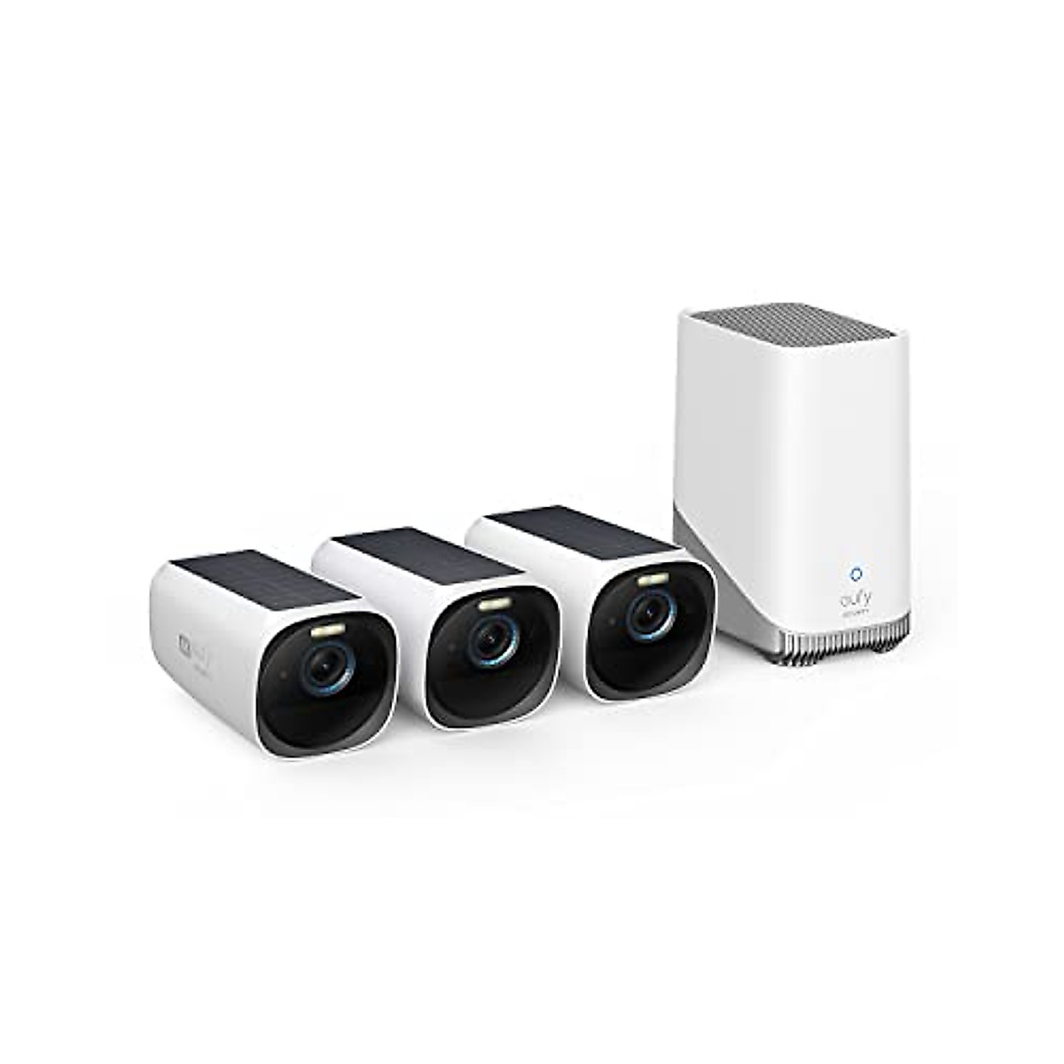 eufyCam 3-Cam Kit,Security Camera Outdoor Wireless,4K Camera with Integrated Solar Panel,Forever Power,Face Recognition AI,Expandable Local Storage up to 16TB,2.4 GHz Wi-Fi, No Monthly Fee(Renewed)