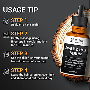 Dr. Berg (All In One) Hair Serum with Jojoba Oil & Castor Oil For Fuller Thicker Looking Hair | Contains 15 Plant-Based Natural Hair Oils | Enhancement with Vitamin E & D | 2 fl oz