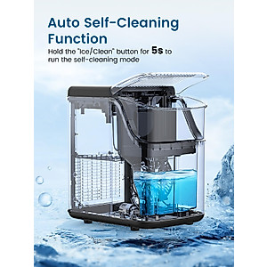 COWSAR Nugget Ice Makers Countertop, 34LBS/Day, Self-Cleaning Pebble Ice Maker Machine, Soft Chewable Pellet Ice, Stainless Steel Black Countertop Ice Maker for Home Kitchen Party