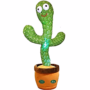 Pbooo Dancing Cactus Mimicking Toy,Talking Repeat Singing Sunny Cactus Toy 120 Pcs Songs for Baby 15S Record Your Sound Sing+Dancing+Recording+LED