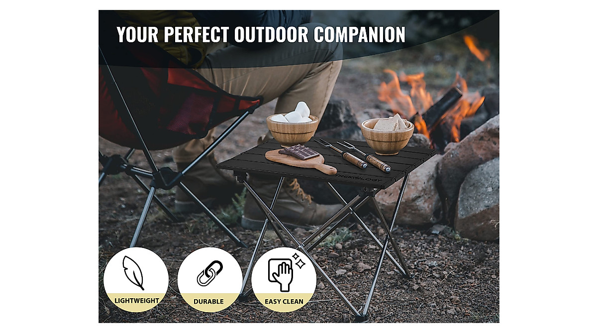 TREKOLOGY Lightweight Camping Side Table - Portable & Foldable