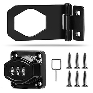Cabinet Hasp Locks with Code,Drawer Cupboard Door Combination Lock,Locker Keyless Lock,Privacy Password Lock for Small Doors, Cabinets, Barn Door, Bathroom, Mailbox, Pet Doors(Black 3‘’)