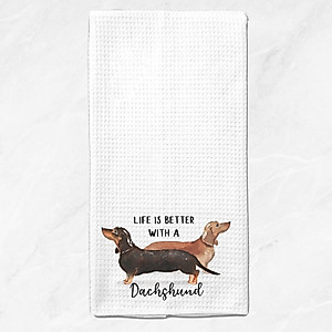 Watercolor Life is Better with a Dachshund Microfiber Kitchen Tea Bar Towel Gift for Animal Dog Lover