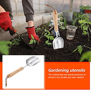 Happyyami Gardening Tools Stainless Steel Scoop Gardening Shovel Feed Scooper Flower Soil Shovel Hand Rake Sand Shovels for Kids Handheld Spades Digging Shovel Child Tsubaki Potted Plant