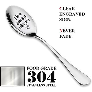 Generic Tym I Love Spooning With You Engraved Stainless Steel Spoon For Coffee Tea Cereal Ice Cream - Engraved Gift For Him / Her - 7 Inch Sturdy Handle And Food Safe Engraving