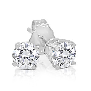 1/2 Carat TW Round Diamond Stud Earring 14k White Golld or Yellow Gold (J-K, I2-I3)