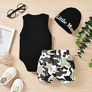 Aalizzwell Preemie Baby Boys Clothes Outfit Mamas Sleeveless Camouflage Shorts for Spring Summer Clothing Premature Black