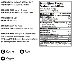 Food to Live Jasmine Brown Rice, 6 Pounds — Whole-Grain and Long-Grain Thai Rice, Vegan, Kosher, Bulk. Higher in Fiber than White Jasmine Rice. Great as Side Dish
