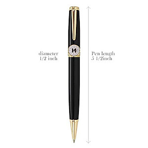 BIJOUX BOBBI [Premium Quality Pen with Individualized Letter Embellishment - Letter S - Black/Gold