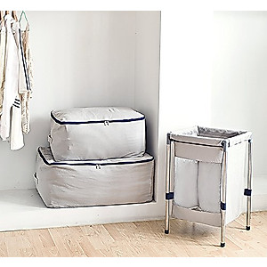 Large Canvas Soft Bedding, Garment Storage Organizer Bag for Wardrobe, Beige