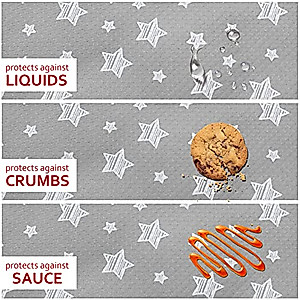 Mealtime Splat Mat for Under High Chair Mat, Non Slip Waterproof Floor Mats Washable Portable Picnic Splash Mat for Baby Art/Craft/Playtime, 42X46 Inch - Grey Star