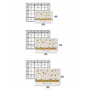 Hello Pumpkin Outdoor Rug for Patio/Deck/Porch, Non-Slip Large Area Rug 6 x 9 Ft, Thanksgiving Orange Plaid Pumpkin Fall Indoor Outdoor Rugs Washable Area Rugs, Reversible Camping Rug Carpet Runner