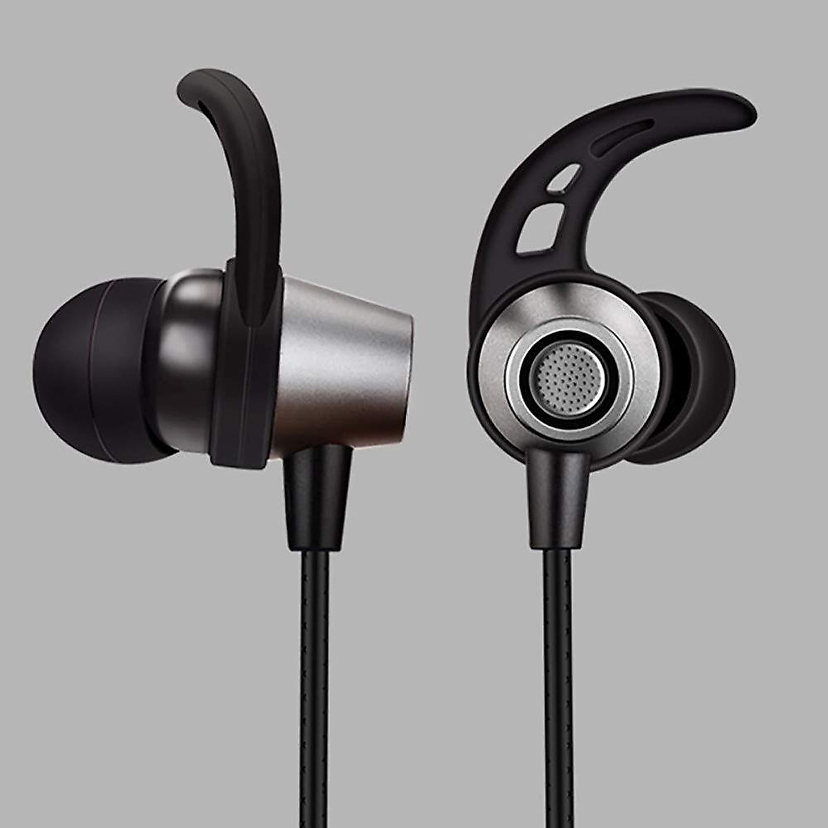 Raxinbang Headset Sports HiFi Sound in-Ear 3.5mm Wired Earphones Headphones Phone Headset for Running Gaming （Red/Silver Grey） (Color : Silver Grey)