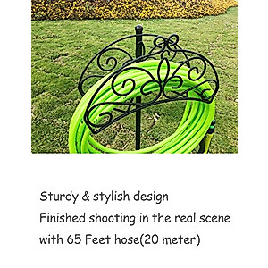 TREEZITEK Garden Hose Holder Hanger Detachable Metal Sturdy Water Hose Storage Stand for Outside Yard Lawn,Black