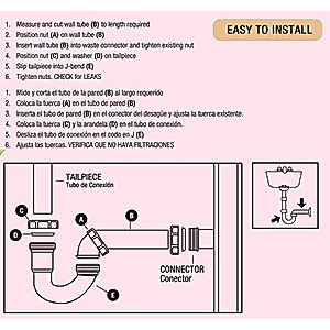 sicoince 1 1/4 P Trap Bathroom Sink Drain Kit Fit 1 1/4 Tailpiece, White Plastic Tubular with Blue TPE Reducer Washer Plastic Bag Packed