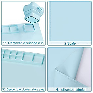 Silicone Art Mat, Silicone Painting Mats with Cup, 20"x17" Large Nonslip Silicone Craft Mat, Silicone Paint Mats for Kids Craft, Painting, Resin Casting DIY Projects (Blue)