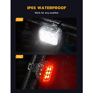 Bike Lights Set Ultra Bright, Cuvccn Bicycle Light Rechargeable with 6 Spot & Flood Beams, IP65 Waterproof Bike Lights for Night Riding, DIY 4X4 + 6X6 Modes Bike Headlight and Tail Light Reflectors