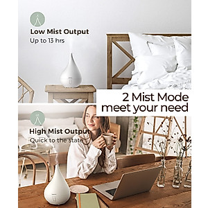 Aromacare, Aromatherapy Aroma Diffuser for Essential Oils, Cool Mist Humidifier for Home Bedroom, One Fill for 10Hours with Night Light 2 Mist Mode Waterless Auto-Off