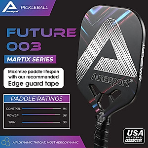 Matrix Pickleball Paddle Future 003- Graphite Textured Surface - Diamond Cutting Air Dynamic Throat Pickleball Standard Rackets Shape with Blend of Power and Control