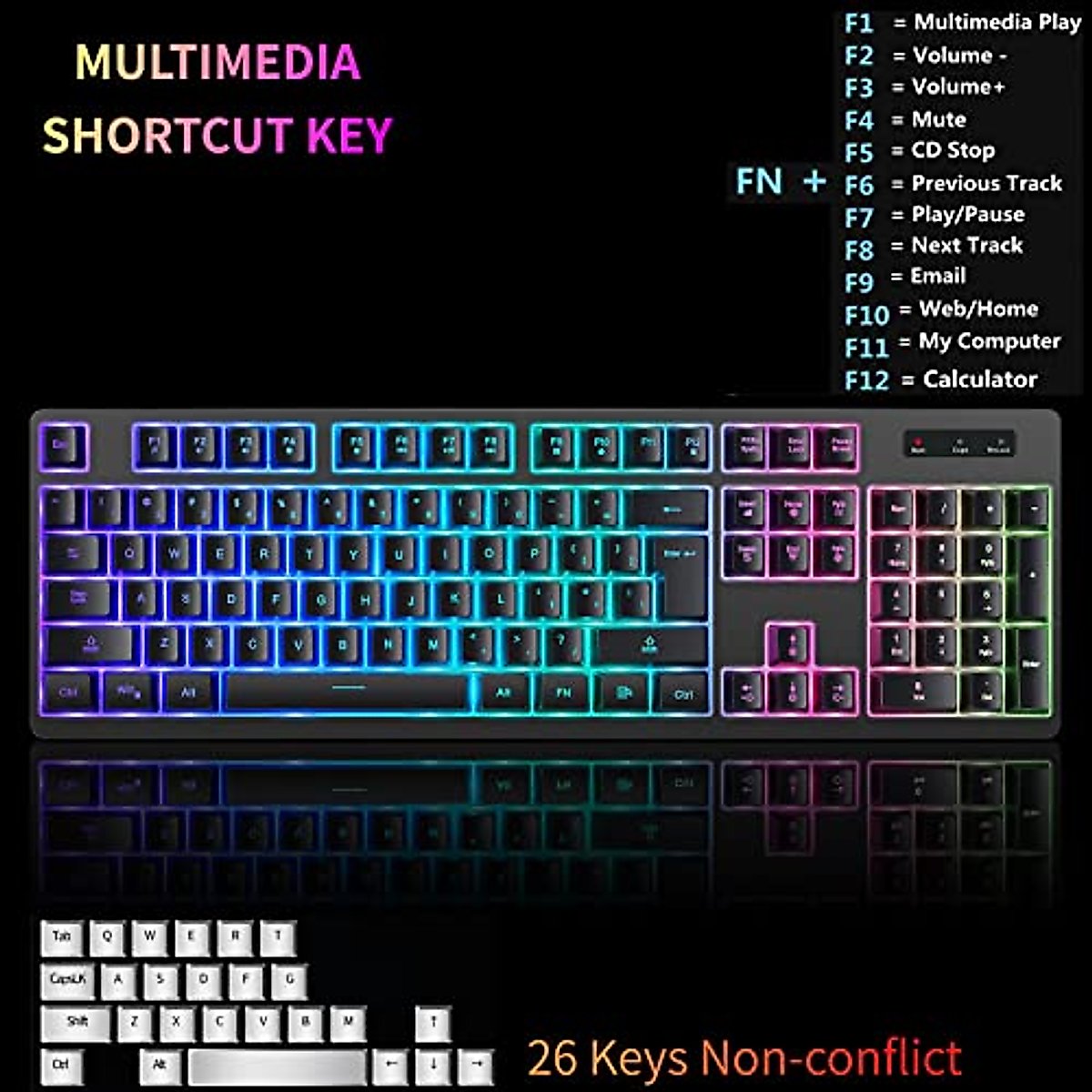 Wireless RGB Gaming Keyboard and Mouse - Rechargeable RGB Backlit Keyboard Mouse Long Battery Life,Mechanical Feel Gaming Keyboard with 7 Color Wireless Gaming Mouse for PC Game and Work