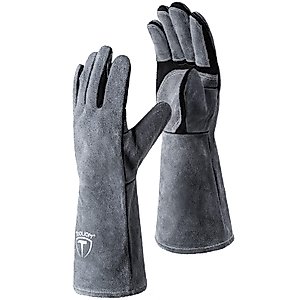 TOOLIOM 16 Inches 932℉ Welding Gloves for Mig/Stick Welding,Heat Fire Resistant Leather Forge with Kevlar Stitching Reinforced Thumb and Palm,Mitts for Welder/Oven/Grill/Pot Holder/Fireplace/Baking
