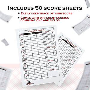 Ever Crescent Supplies Canasta Cards with Point Values, Tray and Score Pads Set. Includes 2 Deck of Cards, Revolving Holder, and 50 Scoring Sheets.