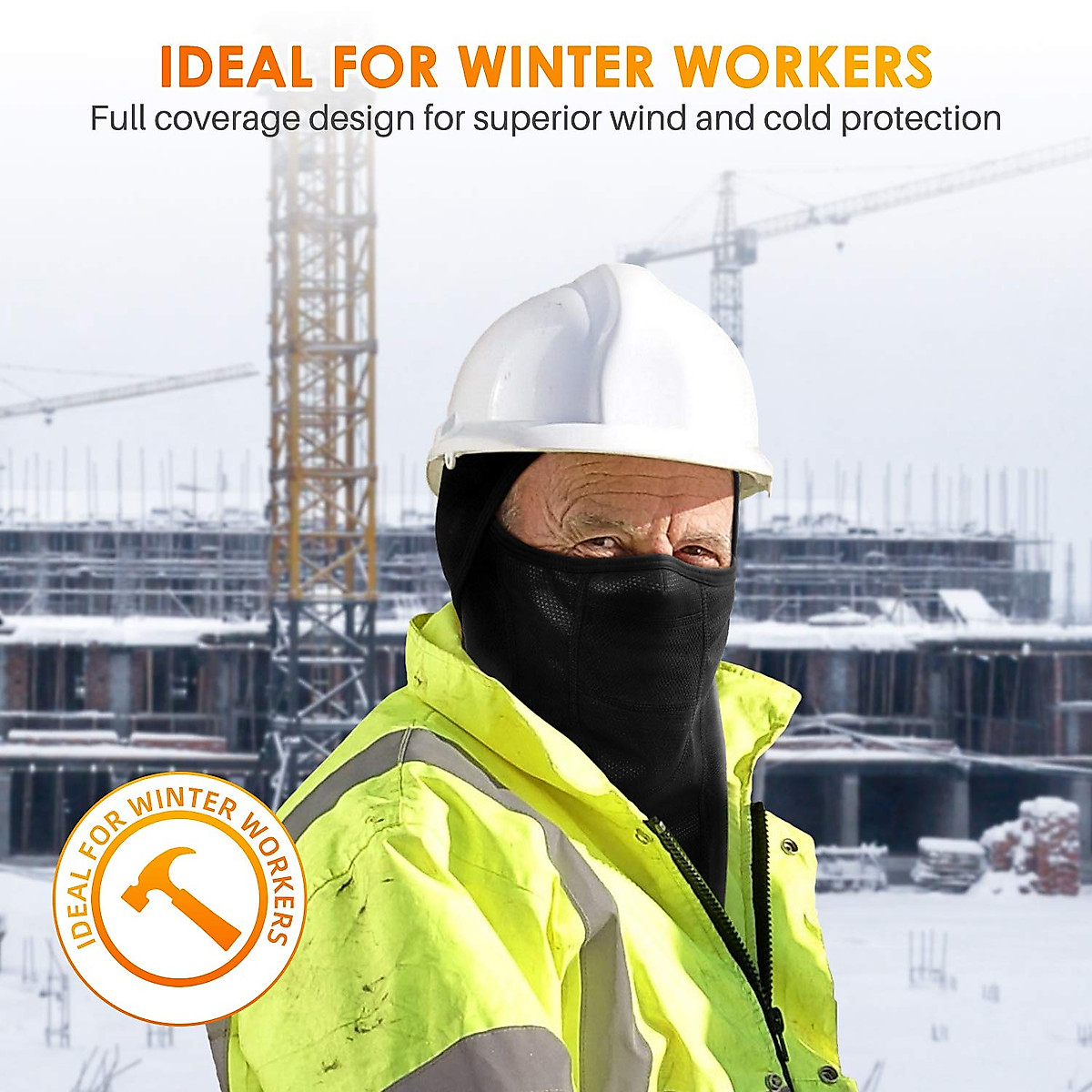 AstroAI Ski Mask Windproof Balaclava for Cold Weather, Winter Face Mask Breathable Stretchable for Skiing, Snowboarding, Black