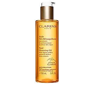 Clarins Total Cleansing Oil | Removes Long-Wearing, Heavy and Waterproof Makeup and Pollutants | Preserves Skin's Microbiota | Easy Rinse | Safe For Use On Face, Eyes and Lips | Dermatologist Tested