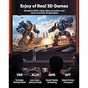 Snowkids 10K 8K HDMI 2.1 Cable 15FT, 48Gbps Ultra High Speed Long HDMI Cable 8K/60Hz 4K/120Hz 144Hz Braided Black HDMI Cord eARC HDR10 HDCP 2.2&2.3 Compatible with Roku TV/PS5/HDTV and More