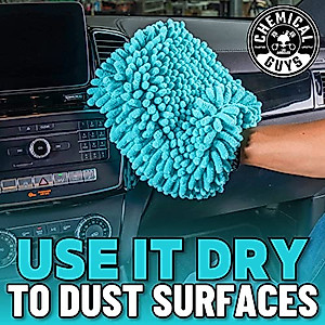 Chemical Guys MIC513 Big Noodle Chenille Microfiber Scratch Free Supersized Car Wash Mitt for Cars, Trucks, SUVs, RVs & More, Turquoise (11" x 12")