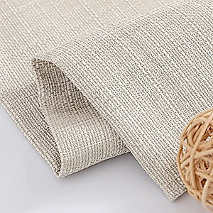 jinchan Beige Linen Textured Curtains 84 Inch Long 2 Panels for Living Room Grommet Top Light Filtering Window Drapes for Bedroom Heathered Beige