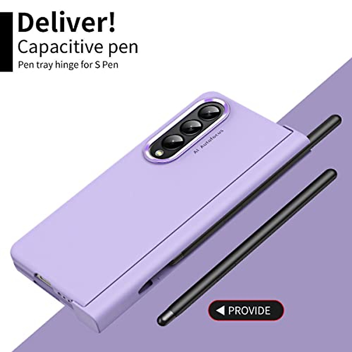 EAXER Compatible with Samsung Galaxy Z Fold 4 Case, Shockproof Plating Lens Hinge Protector Screen Case Cover S Pen Holder with Pen Stylus (Purple)