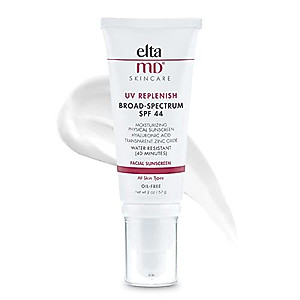 EltaMD UV Replenish Daily Face Sunscreen Broad-Spectrum SPF 44 Protection, Mineral, Oil Free, Water-Resistant Zinc Oxide, Facial Sunscreen for Sensitive Skin 2 oz.