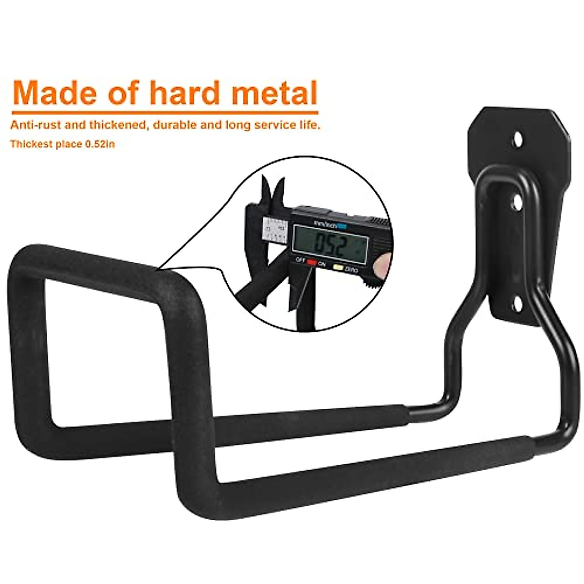 Metal Garden Hose Holder - Heavy Duty Hose Hanger Wall Mounted Water Hose Holder for Outside Yard, Durable Hose Hooks Ideal for Water Hose, Extension Cords (1pc Black)