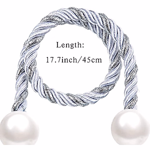 2 Pack Magnetic Curtain Tiebacks Convenient Drape Tie Backs Weave Holder for Window Draperies Hold Curtains Drape Ties Backs 16 inch Holdback (Sliver Gray)