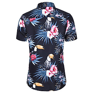 XZNB Men's Hawaiian Shirt Short Sleeves Printed Button Down Summer Beach Dress Shirts Turn-Down Collar T-Shirt Tops Mens Christmas Shirts Golf Shirts Ping Golf Shirts for Men Polo Shirts for Men