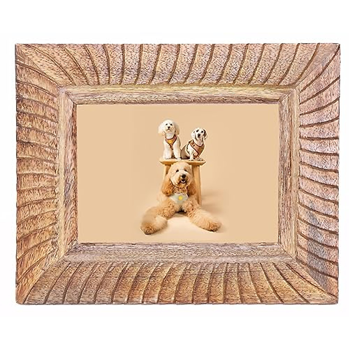 indoStrides Hand Carved Mango Wood 5x7 Picture Frame for Tabletop use
